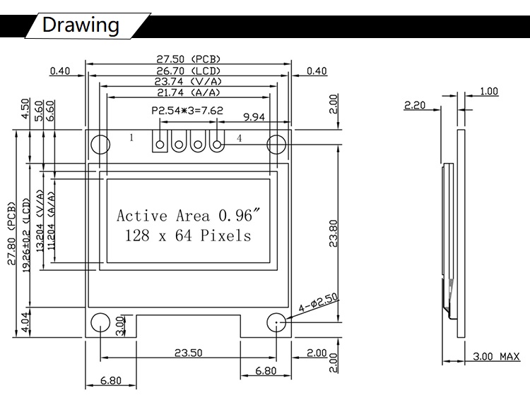 Precursor Tractor Camino Oled Display 128x64 I2c Data Sheet Eslovenia